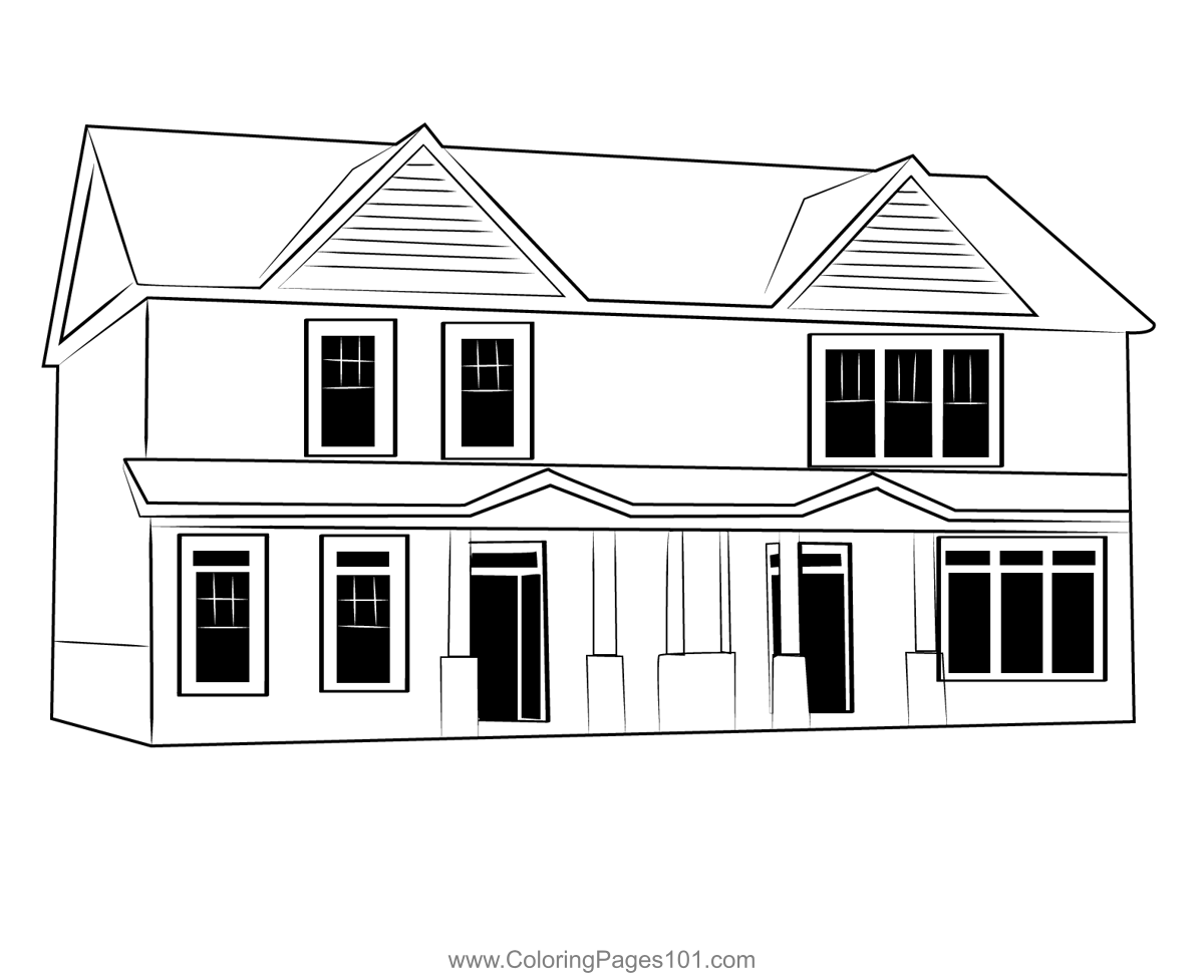 Duplex House 7 Coloring Page for Kids - Free Houses Duplex Printable ...