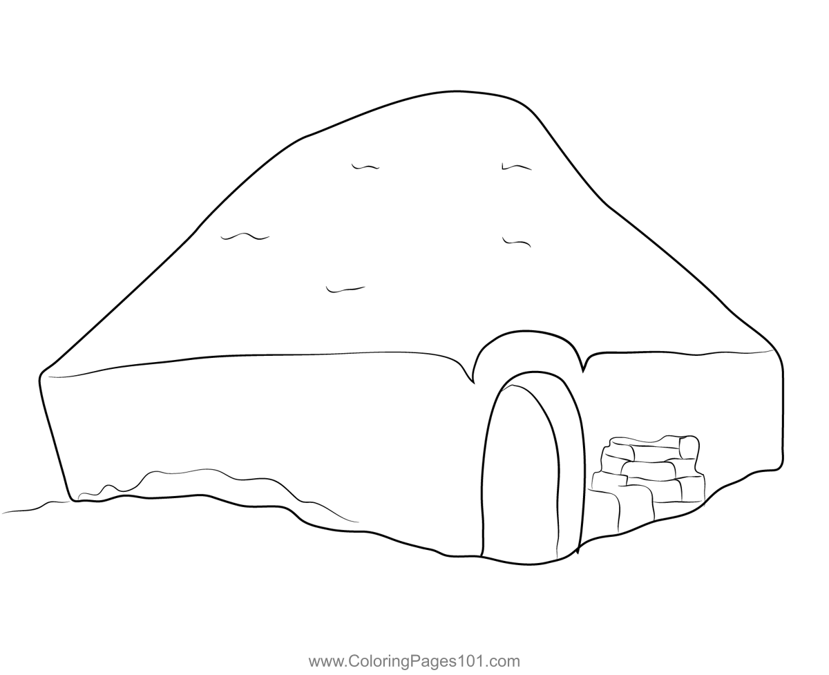 Igloo Coloring Pages House Clipart Printable Eskimo Inuit Family Kids ...