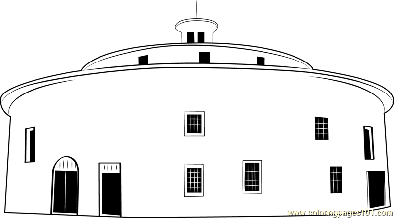 Round Barn Coloring Page for Kids - Free Barns Printable Coloring Pages ...