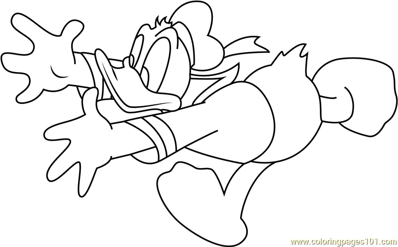 Running Donald Duck Coloring Page for Kids - Free Donald Duck Printable ...