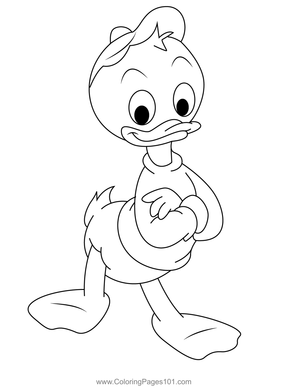 The Huey Duck Coloring Page for Kids - Free Donald Duck Printable ...