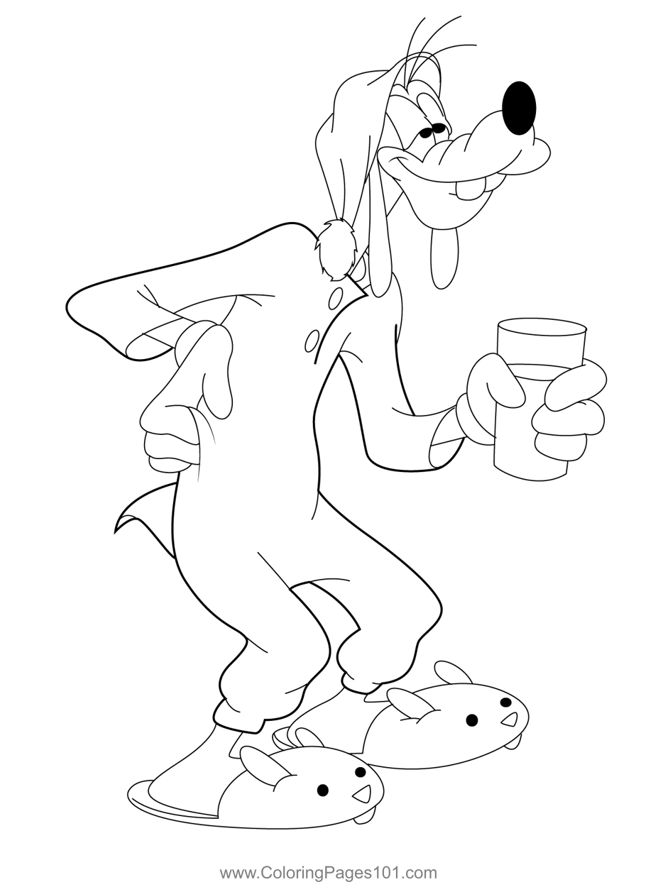 Drinking Water Goofy Coloring Page for Kids - Free Goofy Printable ...