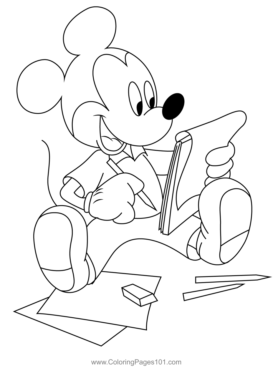 Mickey Mouse Notepad Coloring Page For Kids Free Mickey Mouse