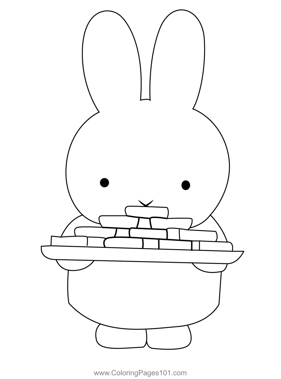 Miffy Holding Cookies Coloring Page for Kids - Free Miffy Printable ...