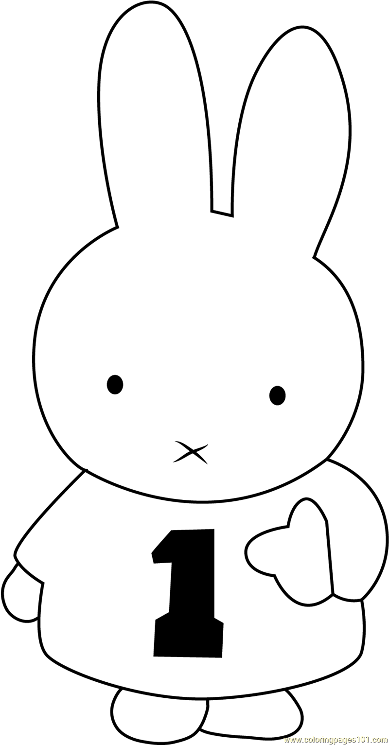 Miffy Number One Coloring Page for Kids - Free Miffy Printable Coloring ...