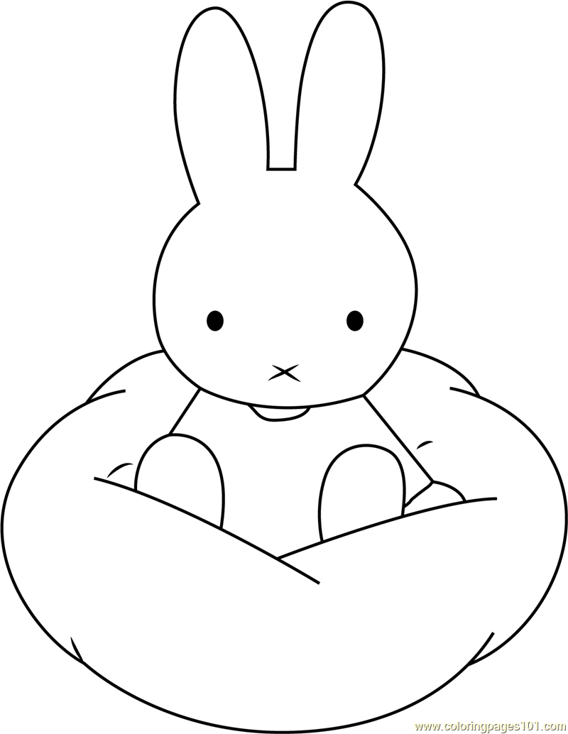Miffy Sitting Coloring Page for Kids - Free Miffy Printable Coloring ...