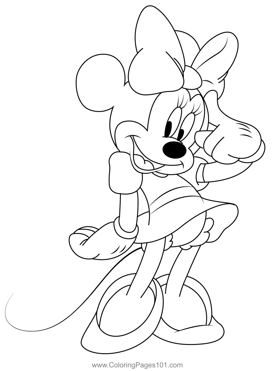Minnie Think Coloring Page for Kids - Free Minnie Mouse Printable ...