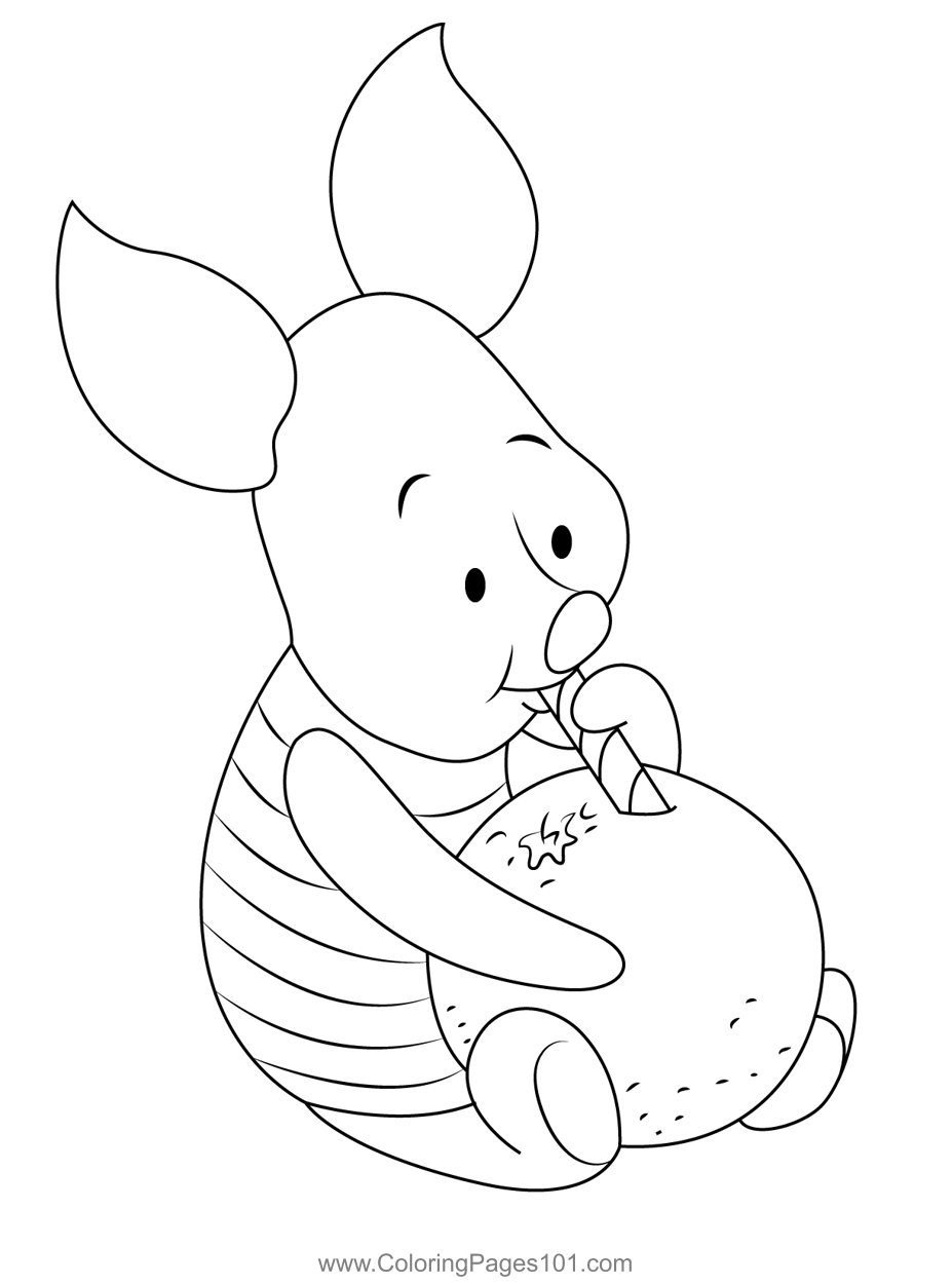 Eat Piglet Coloring Page for Kids - Free Piglet Printable Coloring ...