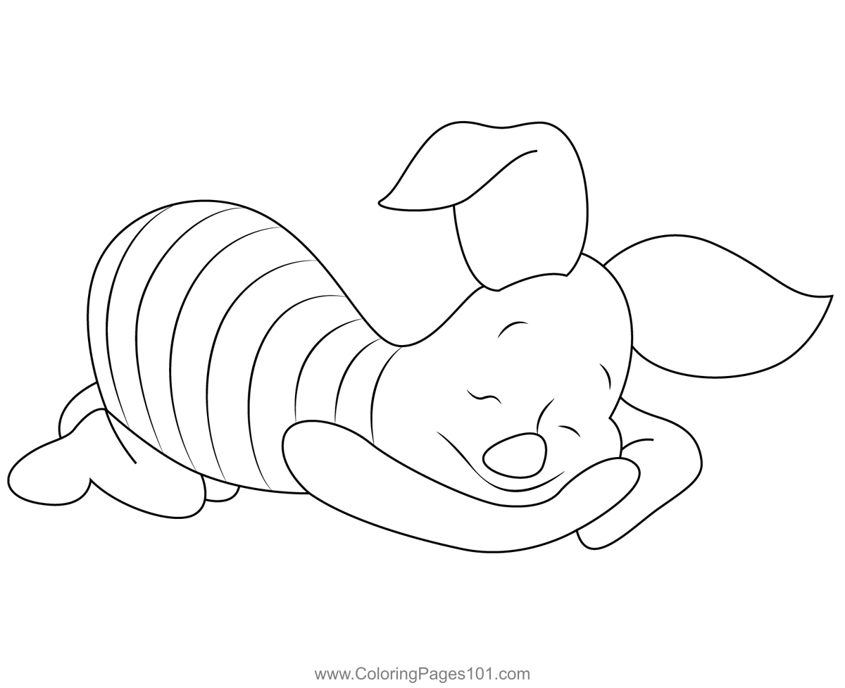 Sleeping Piglet Coloring Page for Kids - Free Piglet Printable Coloring ...