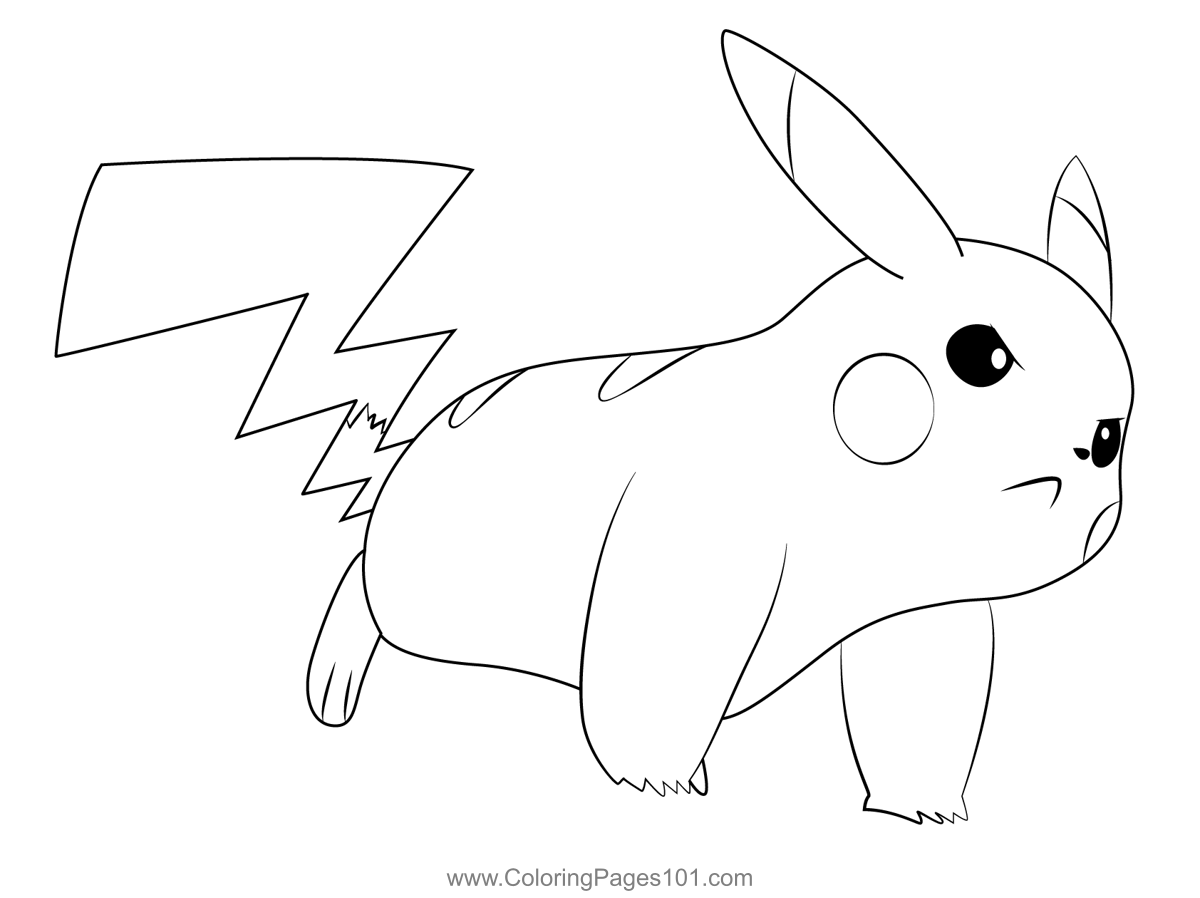 Strong Pikachu Coloring Page for Kids - Free Pikachu Printable Coloring ...