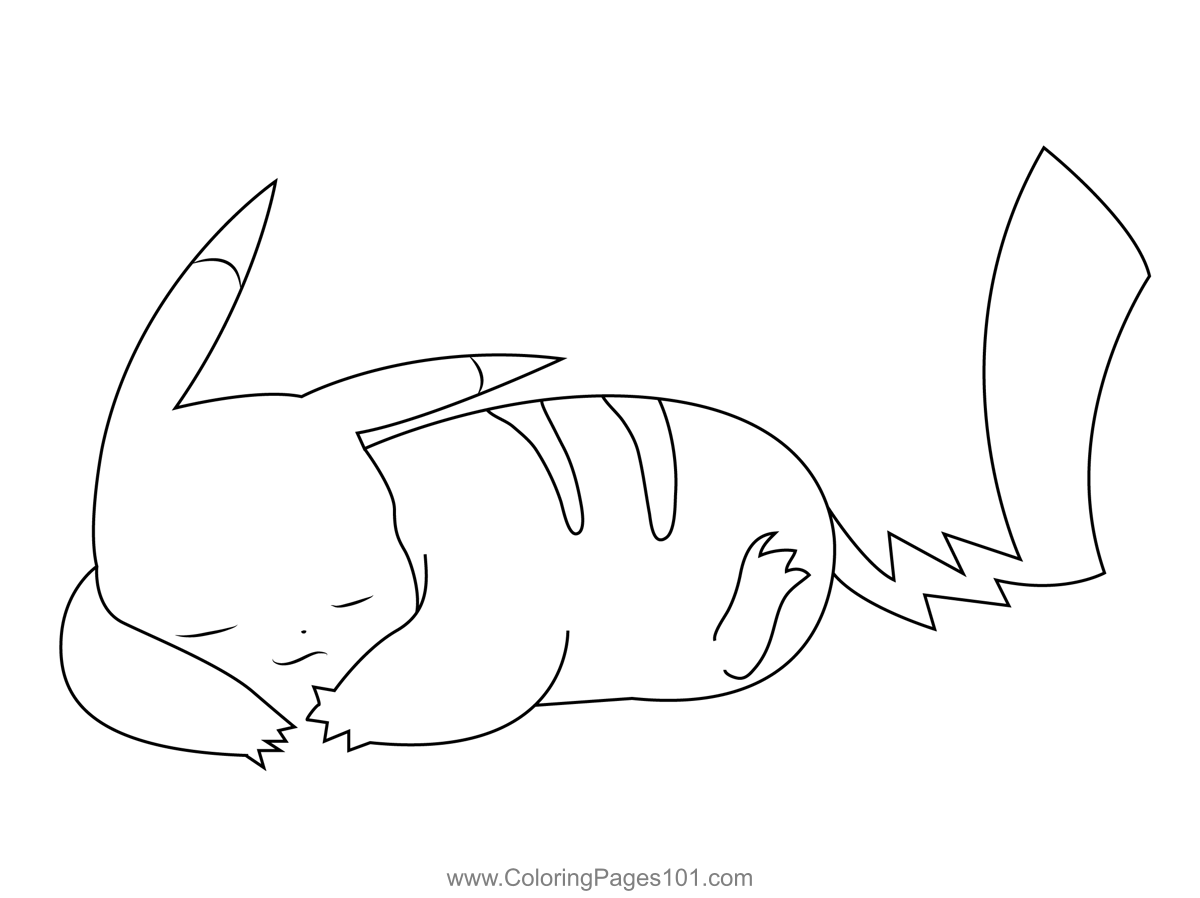 Sweet Dream Pikachu Coloring Page for Kids - Free Pikachu Printable ...