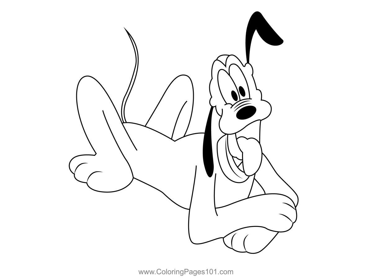 Pluto The Pup Coloring Page for Kids - Free Pluto Printable Coloring ...