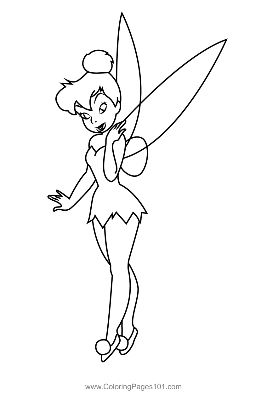 Cute Tinkerbell Coloring Page for Kids - Free Tinker Bell Printable ...