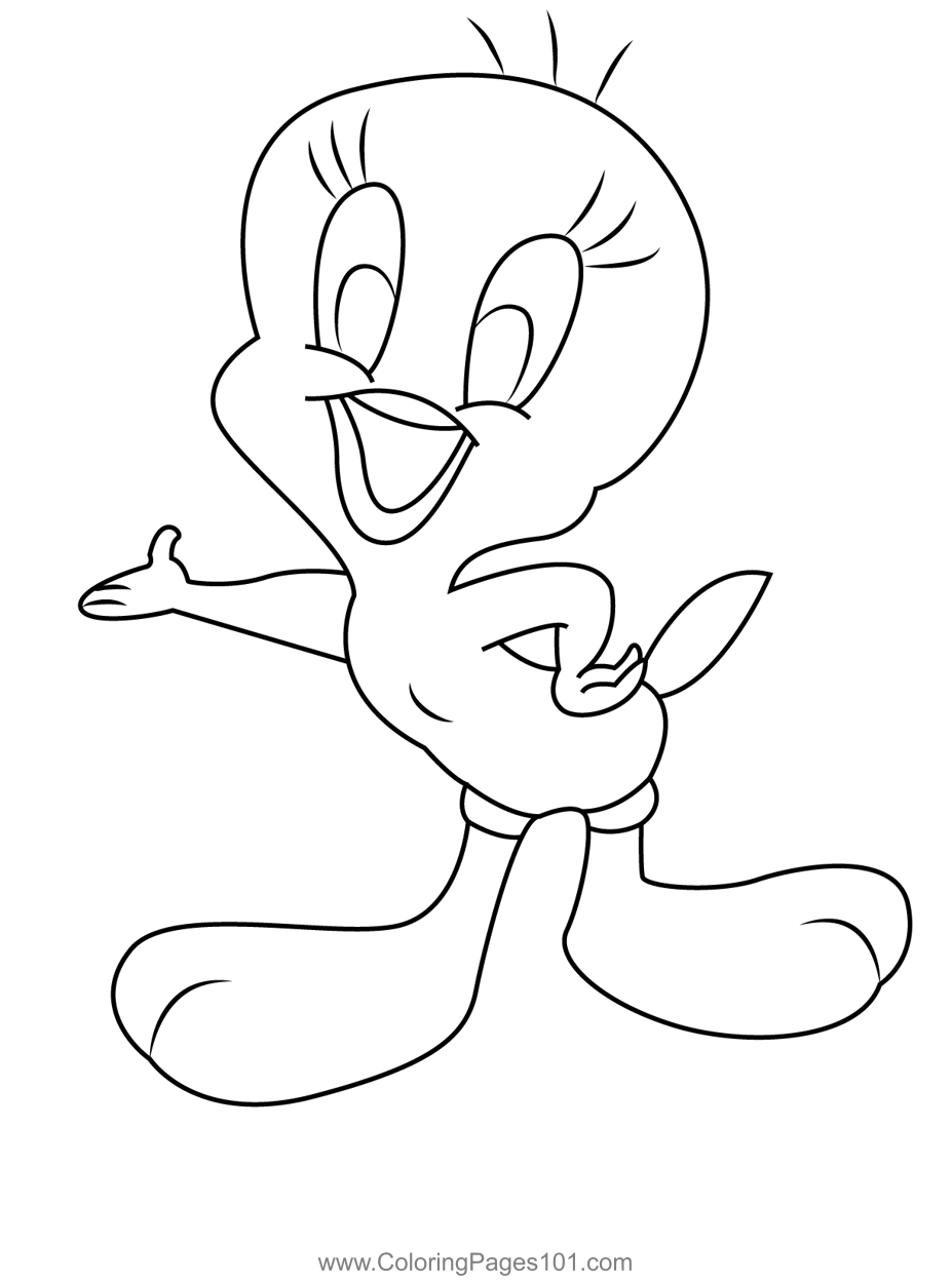 Tweety Showing Something Coloring Page for Kids - Free Tweety Printable ...