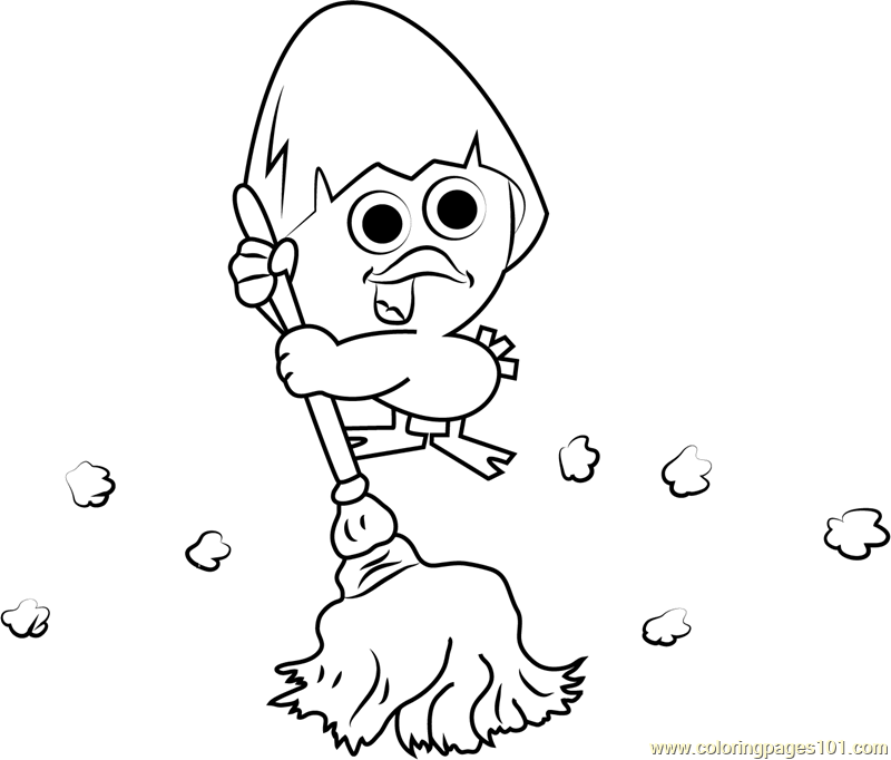 Calimero Cleaning a Home Coloring Page for Kids - Free Calimero ...