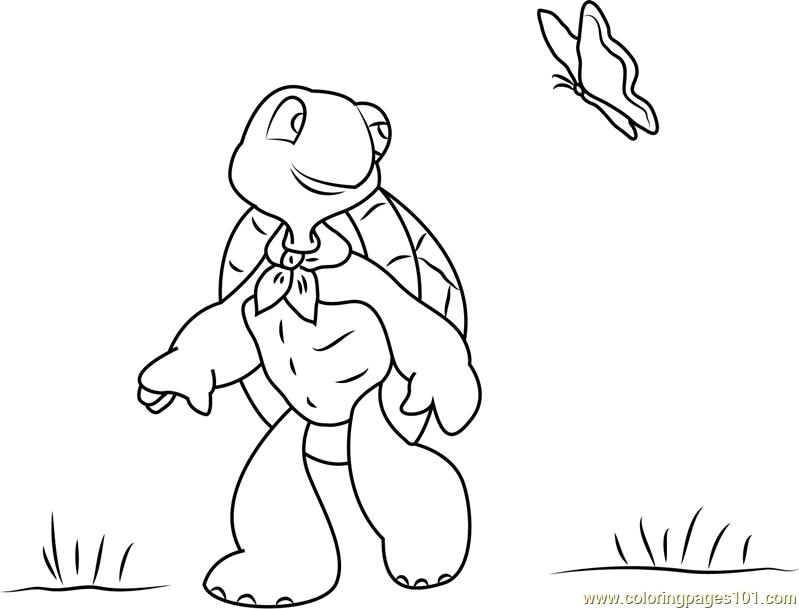 Franklin Playing with Butterfly Coloring Page for Kids - Free Franklin ...