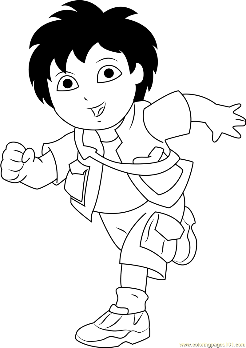 Diego Marquez Running Coloring Page for Kids - Free Go, Diego, Go ...