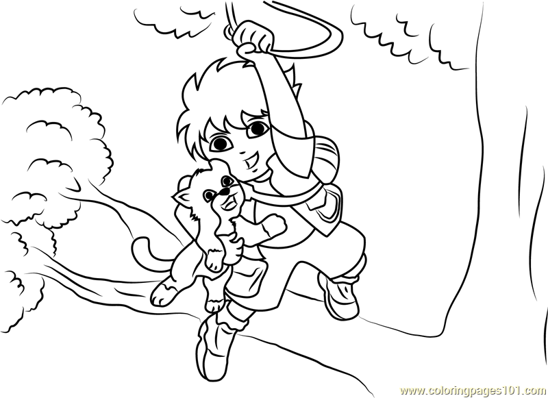 Diego Marquez on Tree Coloring Page for Kids - Free Go, Diego, Go ...