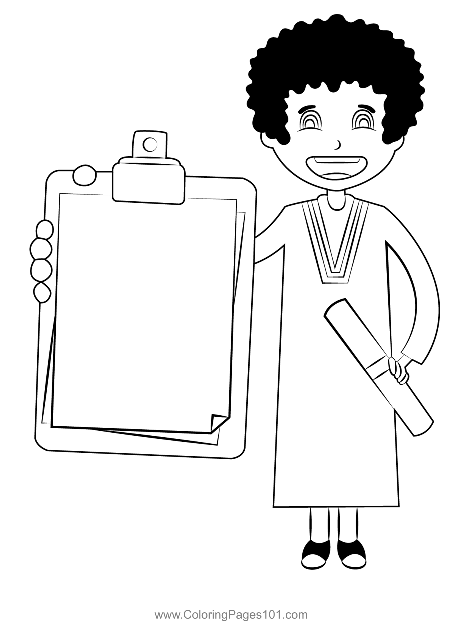 Student With Graduation Book Coloring Page for Kids - Free Back to ...