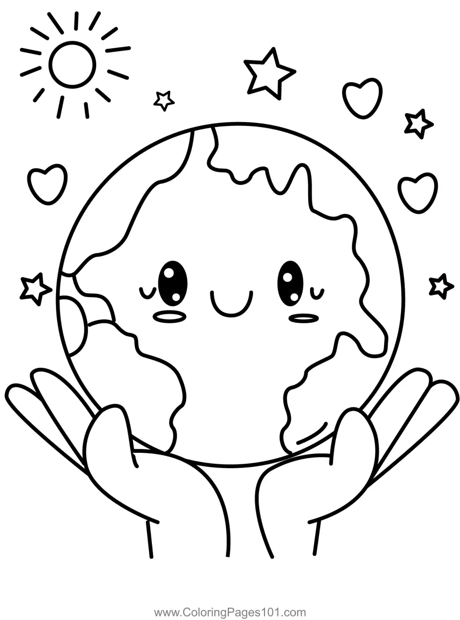 Caring Hands Hold Earth Coloring Page for Kids - Free Environment ...
