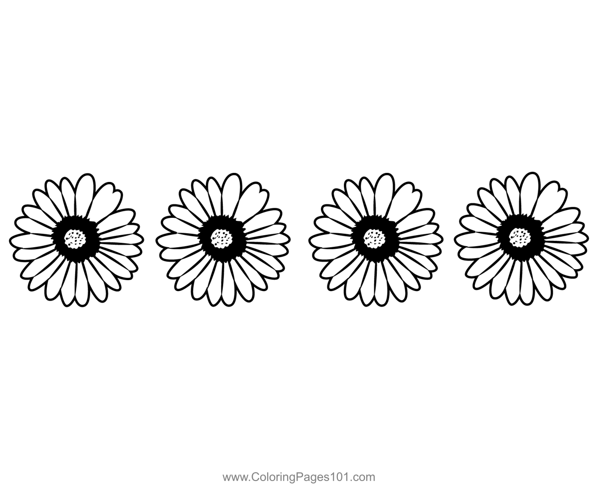 Colorful Daisy Flowers Coloring Page for Kids - Free Daisies Printable ...