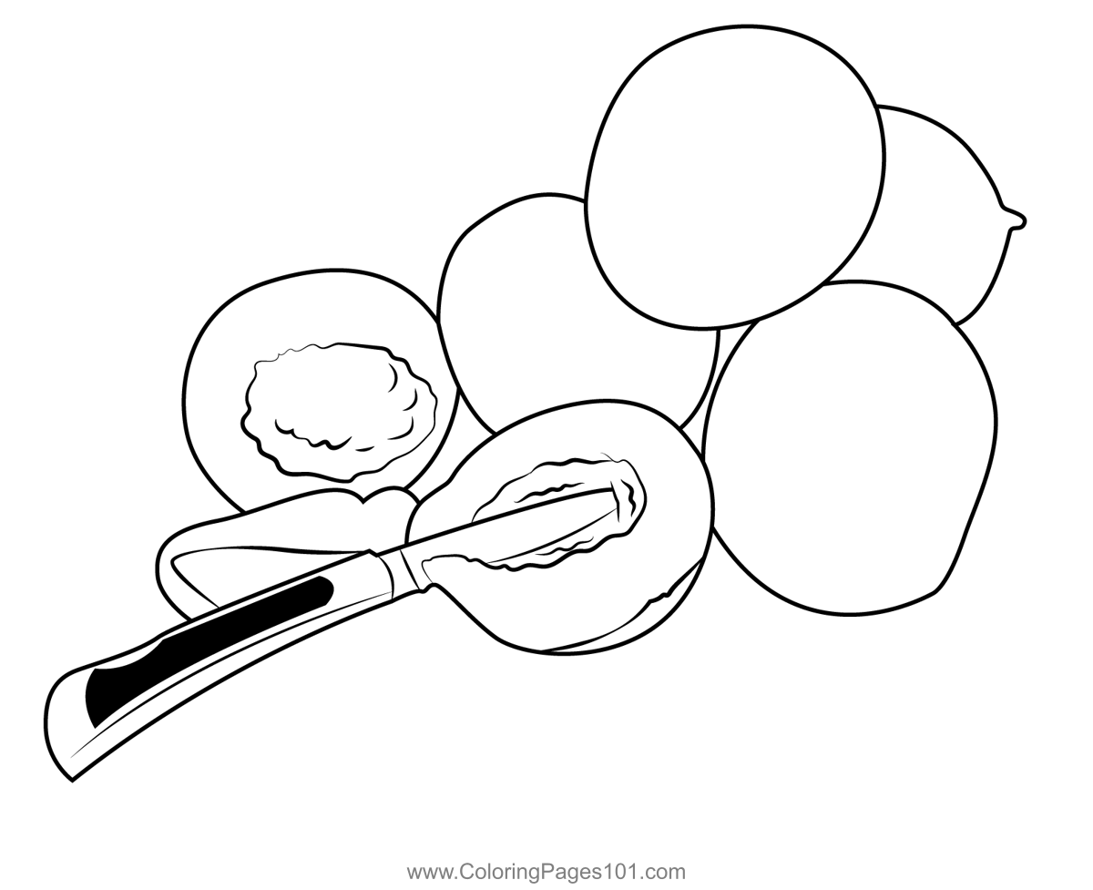 Mango With Cutting Pad Coloring Page for Kids - Free Mango Printable ...