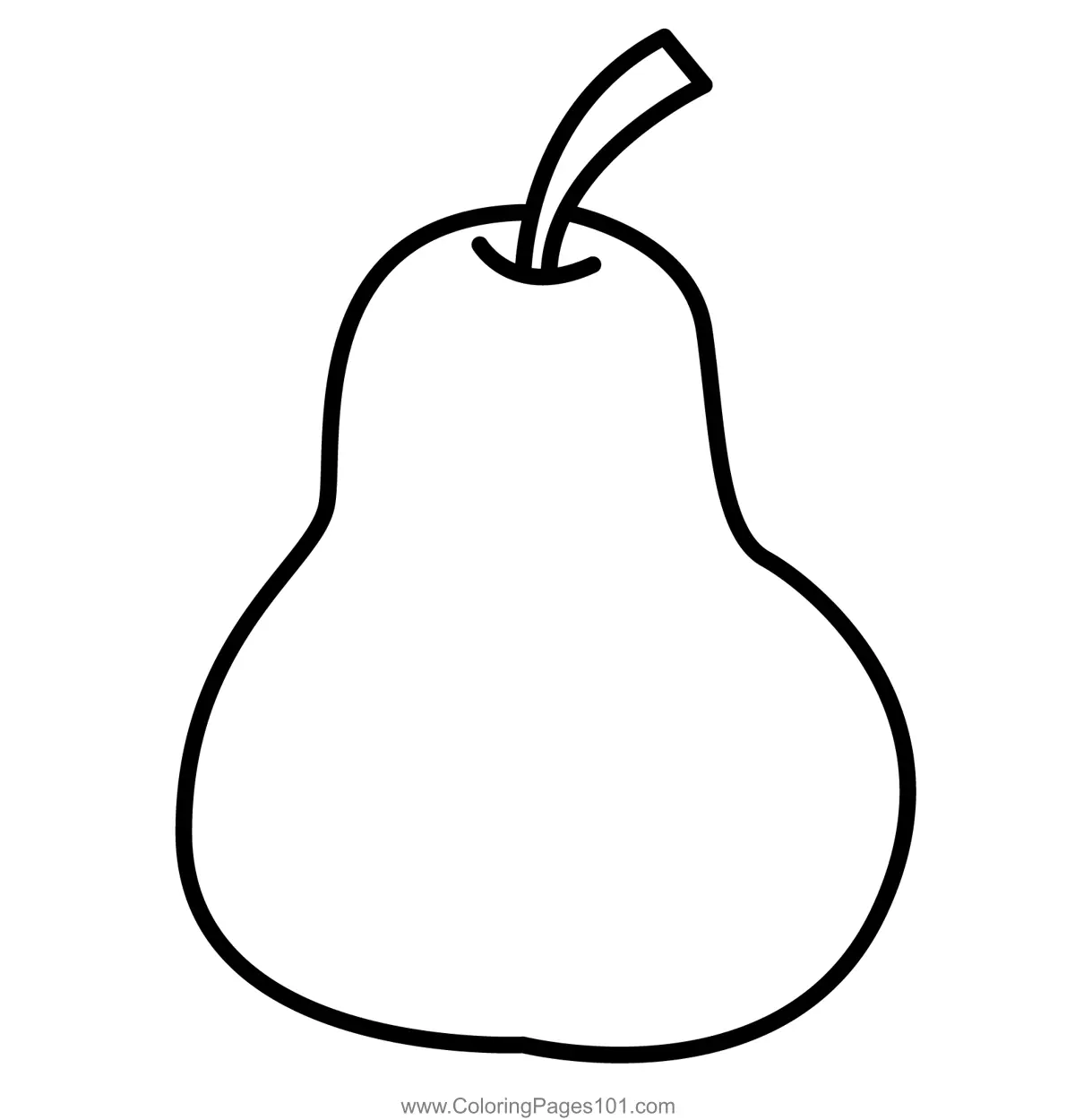 Simple Pear Fruit Shape Coloring Page for Kids - Free Pear Printable ...