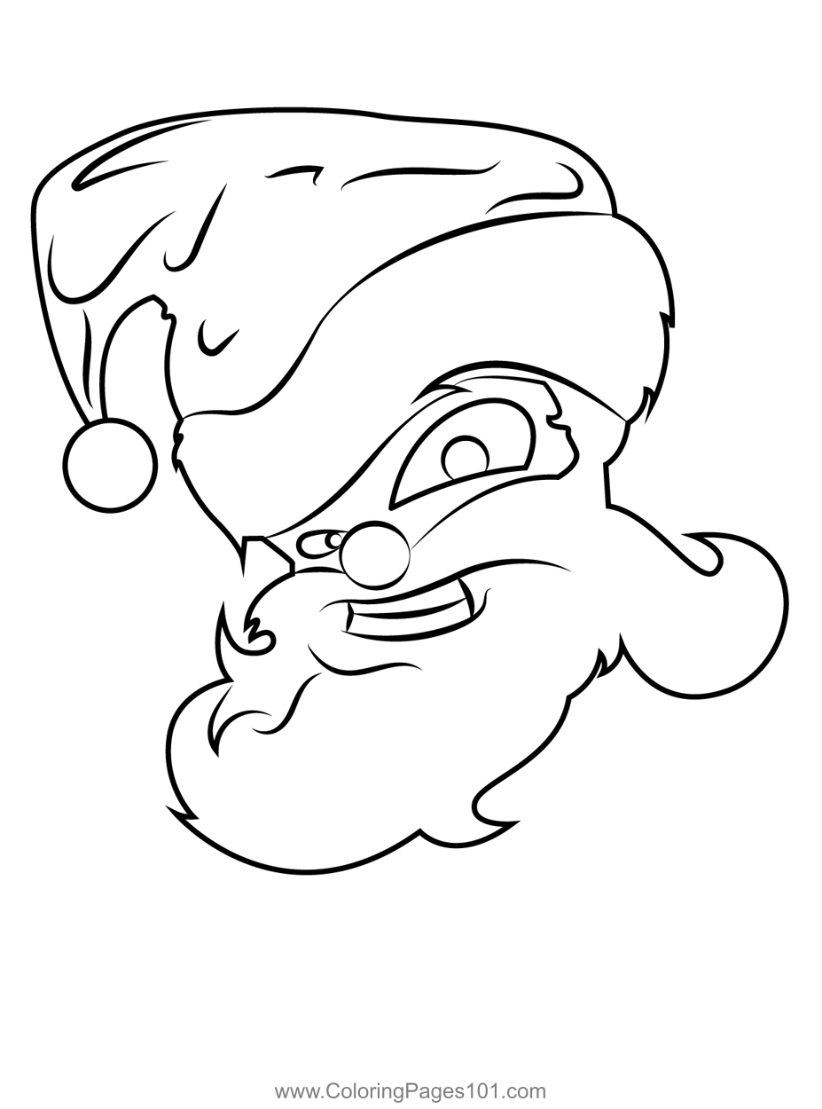 Santa Face Coloring Page for Kids - Free Santa Claus Printable Coloring ...