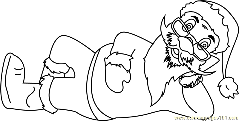 Santa Laying Sideways Coloring Page for Kids - Free Santa Claus ...