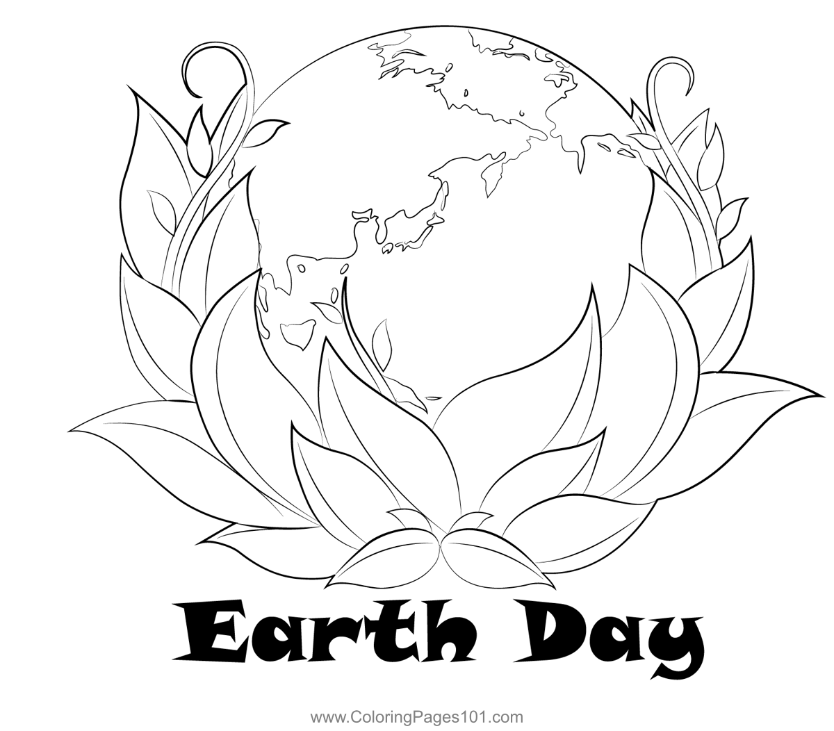 Green Earth Day Coloring Page for Kids - Free Earth Day Printable ...