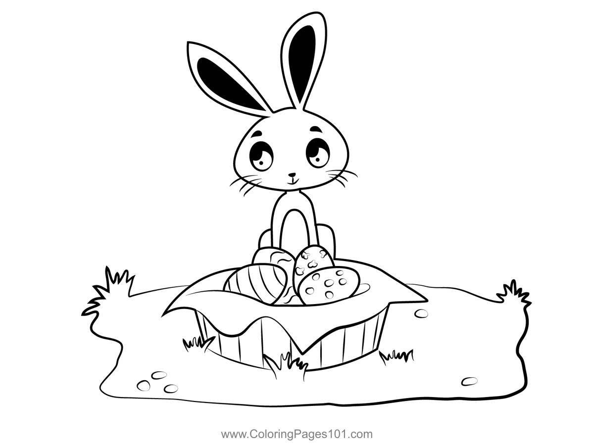 Bunny Celebrating Easter Coloring Page for Kids - Free Easter Printable ...