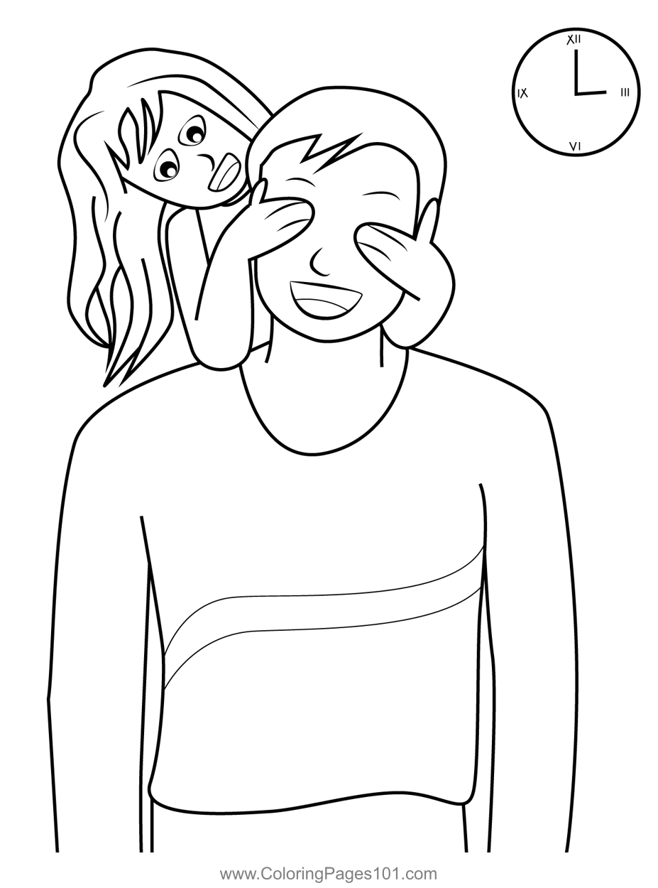 Girl Surprising Dad Coloring Page for Kids - Free Father’s Day ...