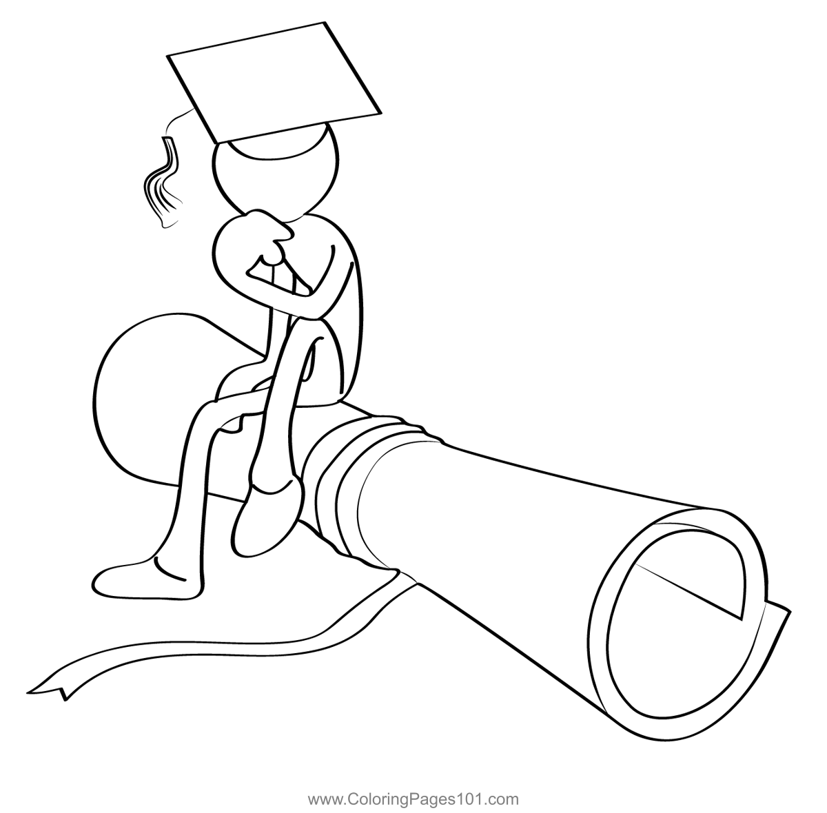 Graduation Thinker Coloring Page for Kids - Free Graduation Day ...