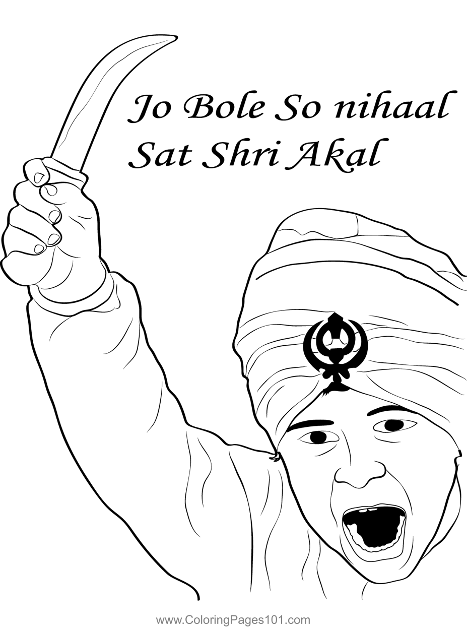 Guru Nanak Dev 2 Coloring Page for Kids - Free Guru Nanak Gurpurab ...