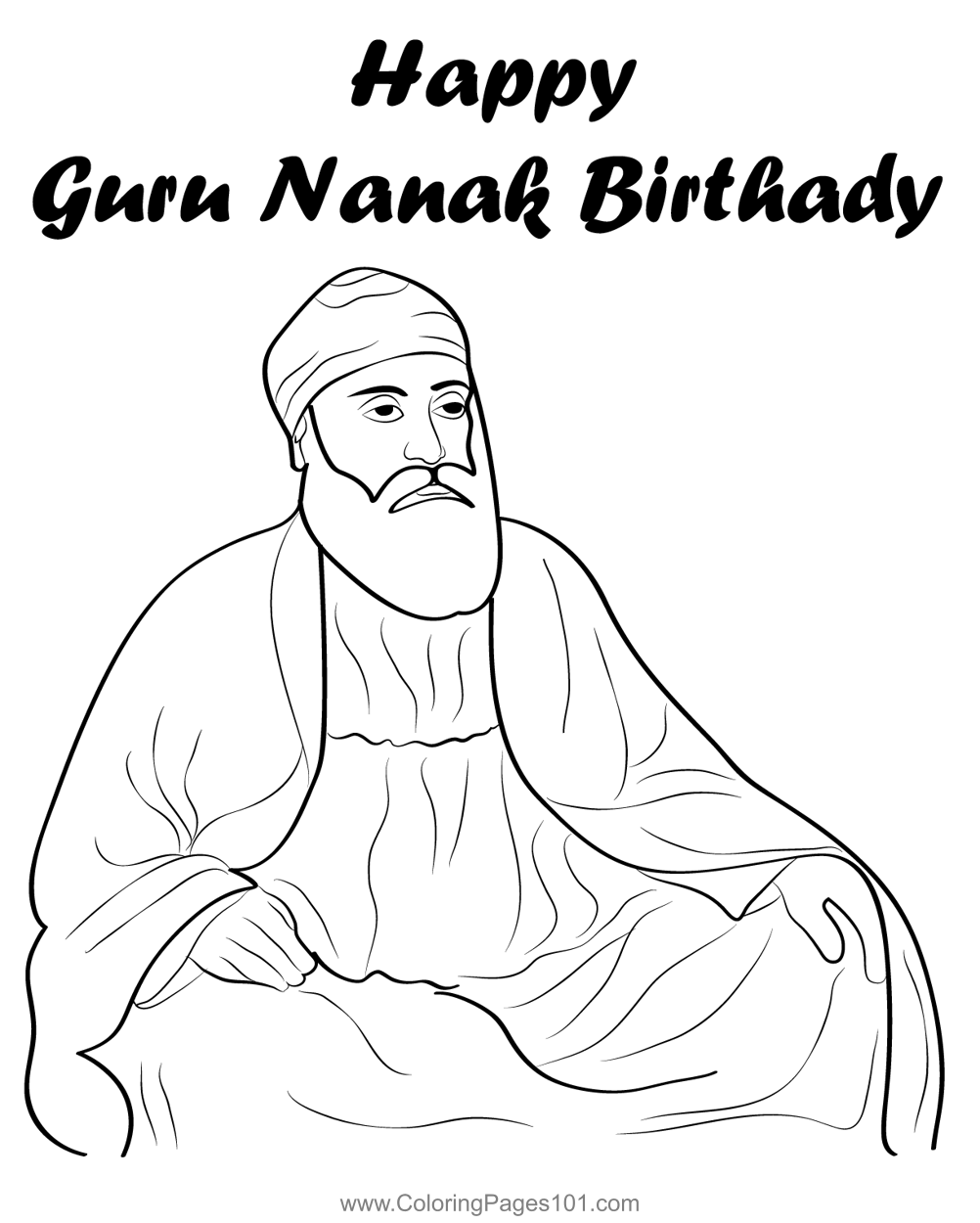 Guru Nanak Dev Jayanti Coloring Page for Kids - Free Guru Nanak ...