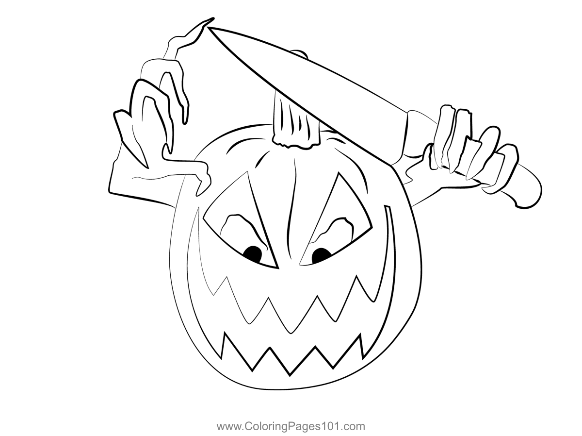 Pumpkin Killer Coloring Page for Kids - Free Halloween Printable ...