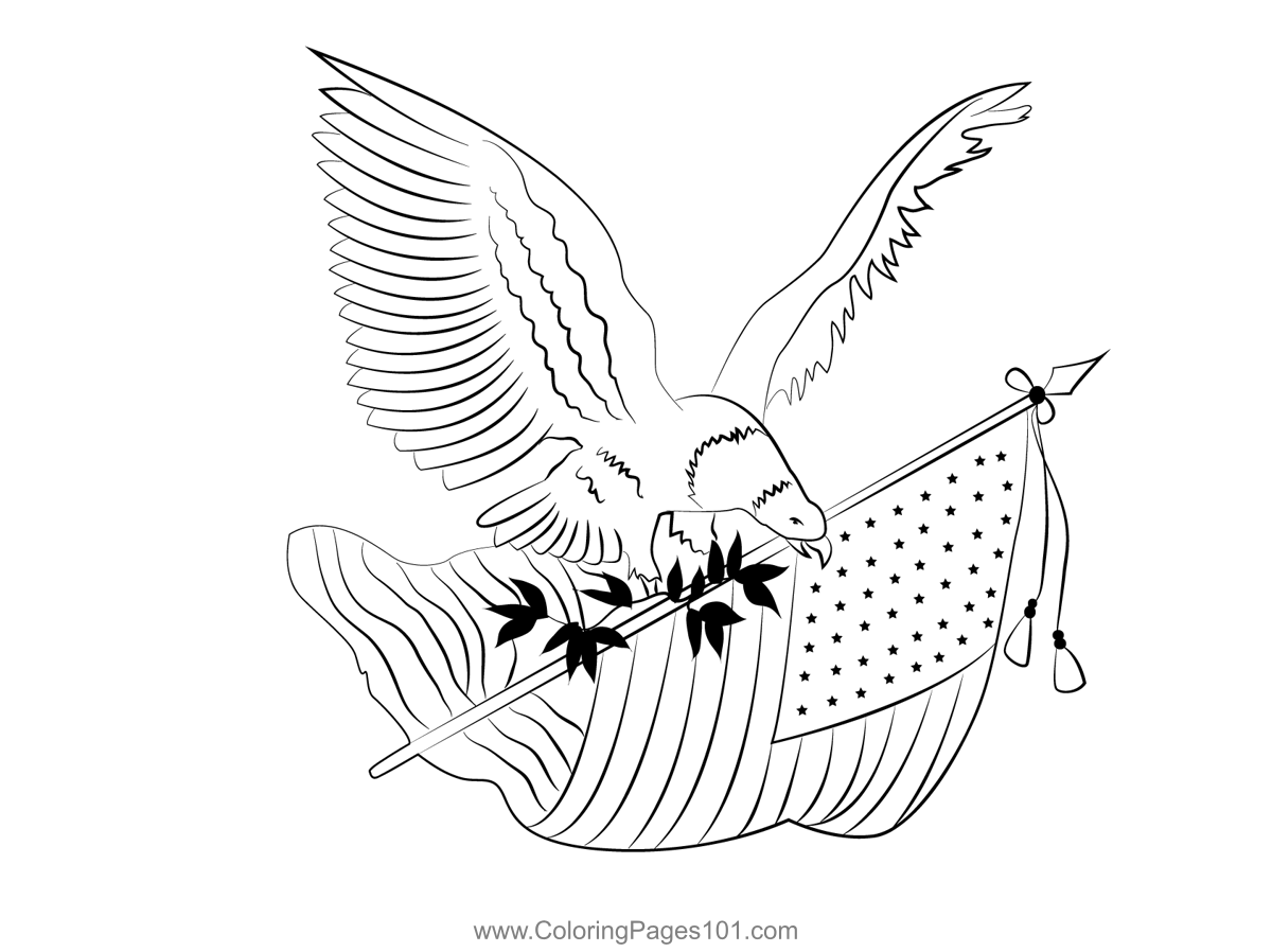 Eagle And Flag Coloring Page for Kids - Free Memorial Day Printable ...