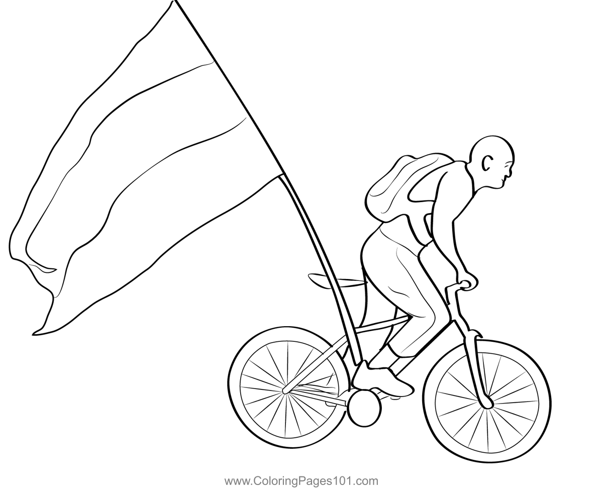 A Patriotic Cyclist Celebrates Coloring Page for Kids - Free National ...