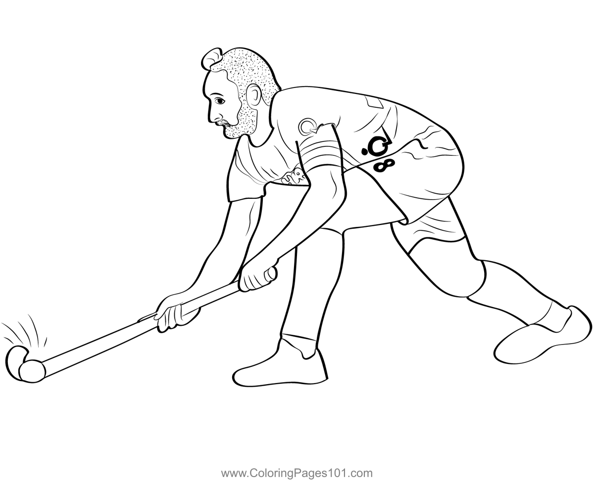 Hockey Player Of India Coloring Page for Kids - Free National Sports ...