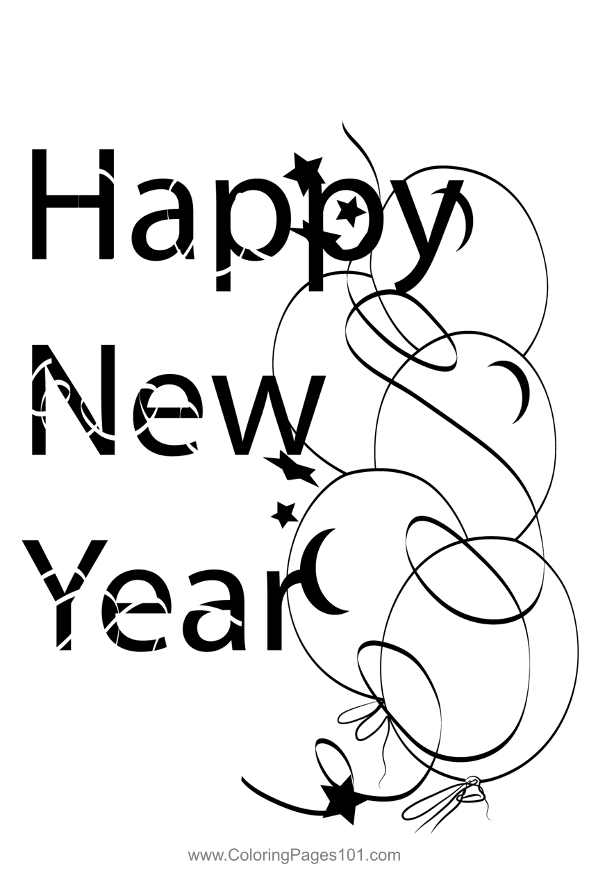 New Year Balloon Coloring Page for Kids - Free New Year Printable ...