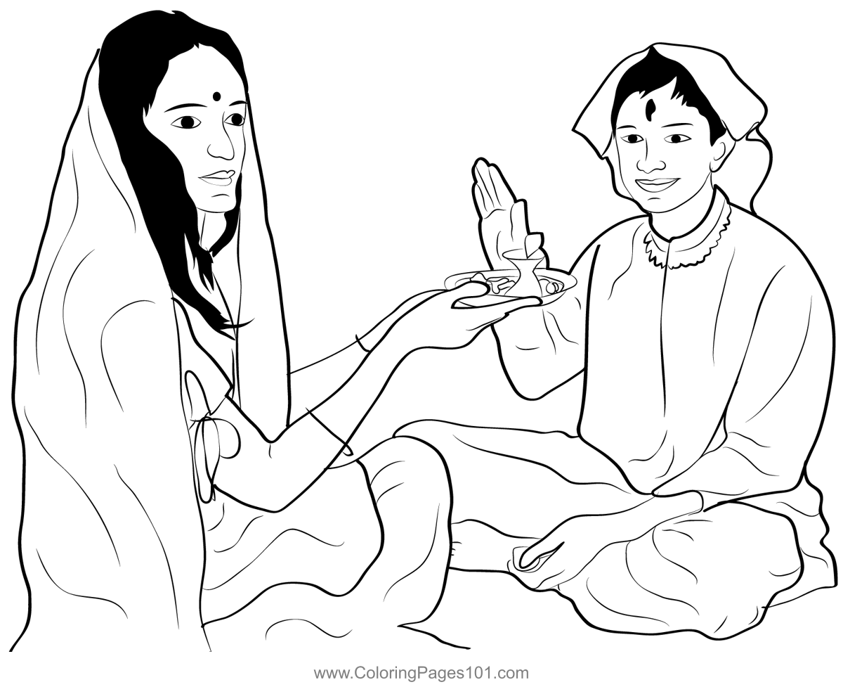 Rakhi Gift For Sister Coloring Page for Kids - Free Raksha Bandhan ...