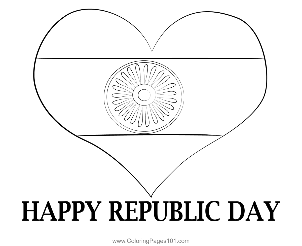 Happy Republic Day Wish Coloring Page for Kids - Free Republic Day ...