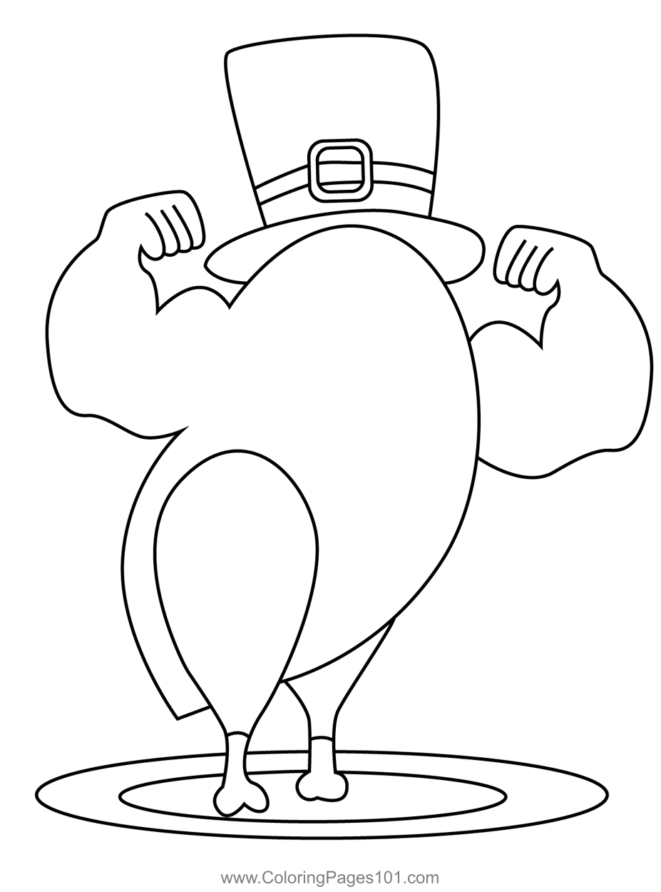 Thanksgiving Body Builder Turkey Coloring Page for Kids - Free ...