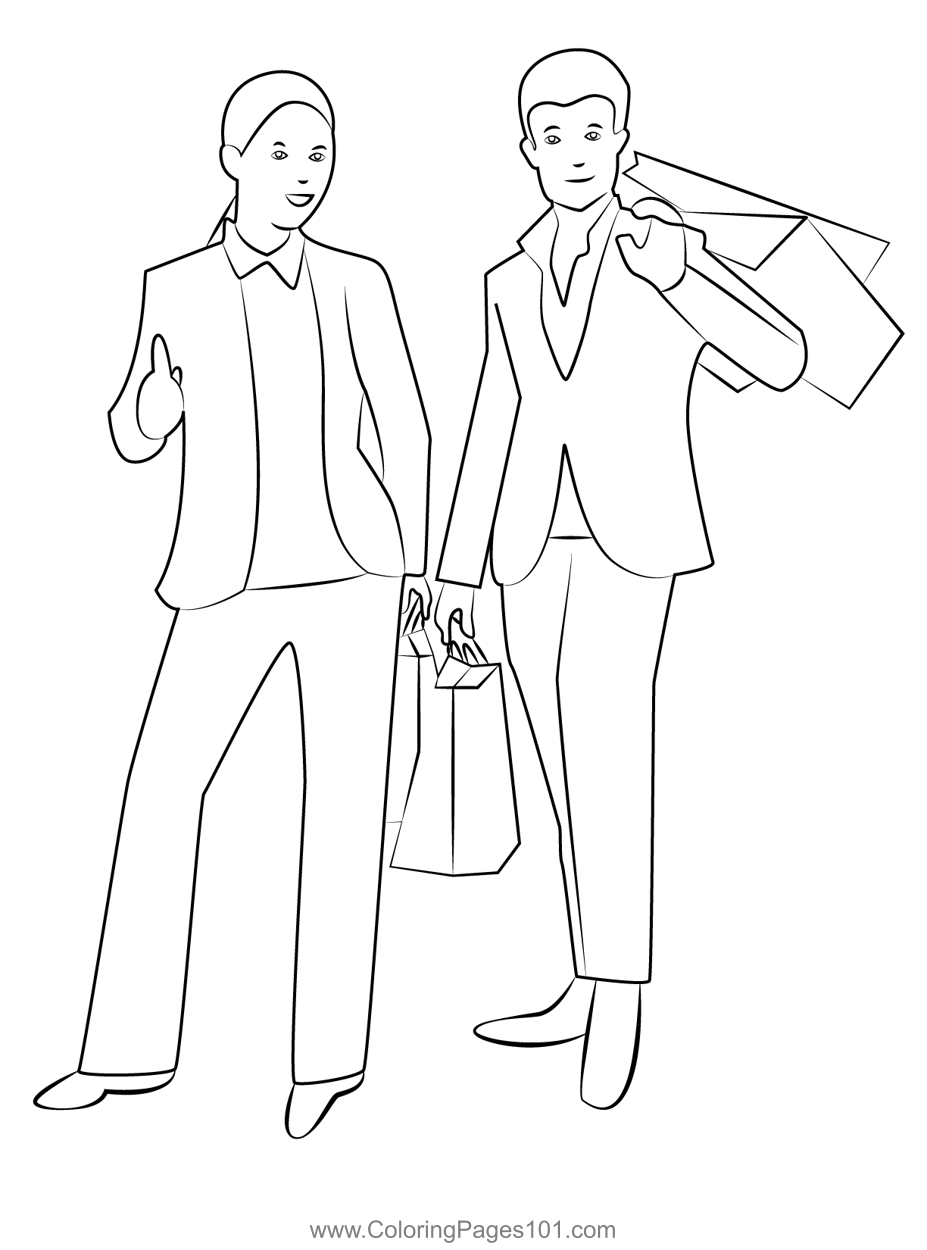 Shopping Family Coloring Page for Kids - Free Valentine's Day Printable ...