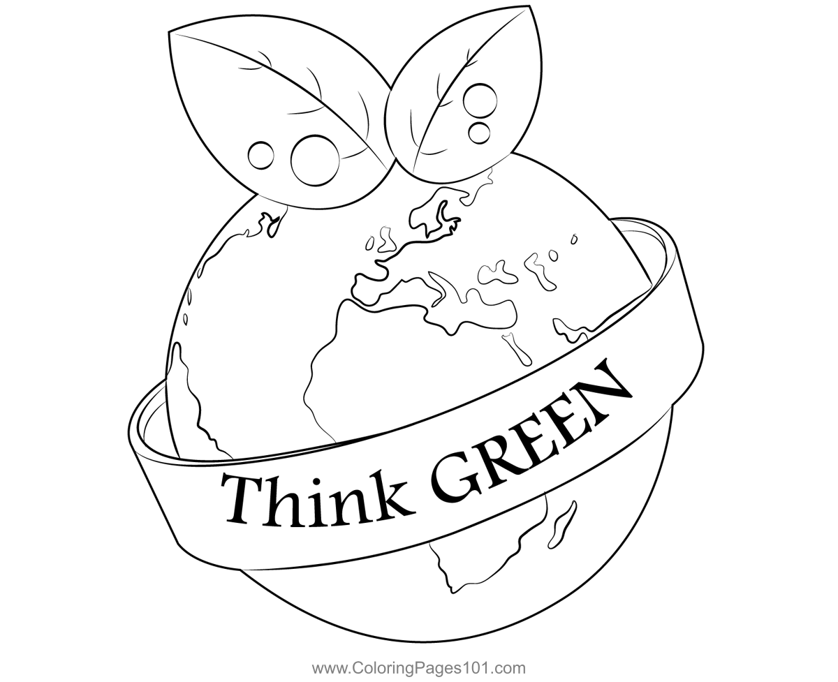 Think Green Coloring Page for Kids - Free World Environment Day ... Think Green Coloring Page for Kids - Free World Environment Day ...
