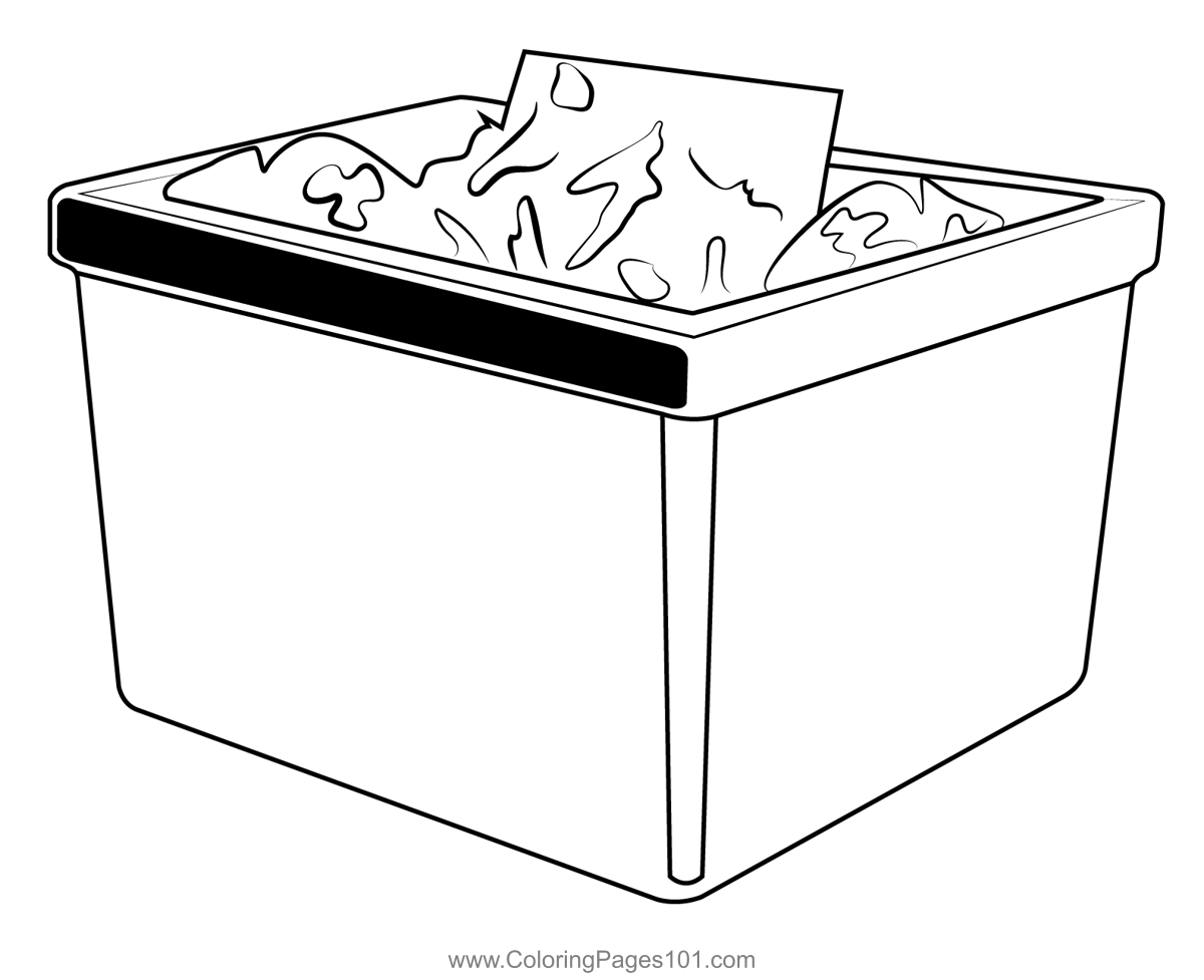 Bin Box Coloring Page for Kids - Free Everyday Objects Printable ...