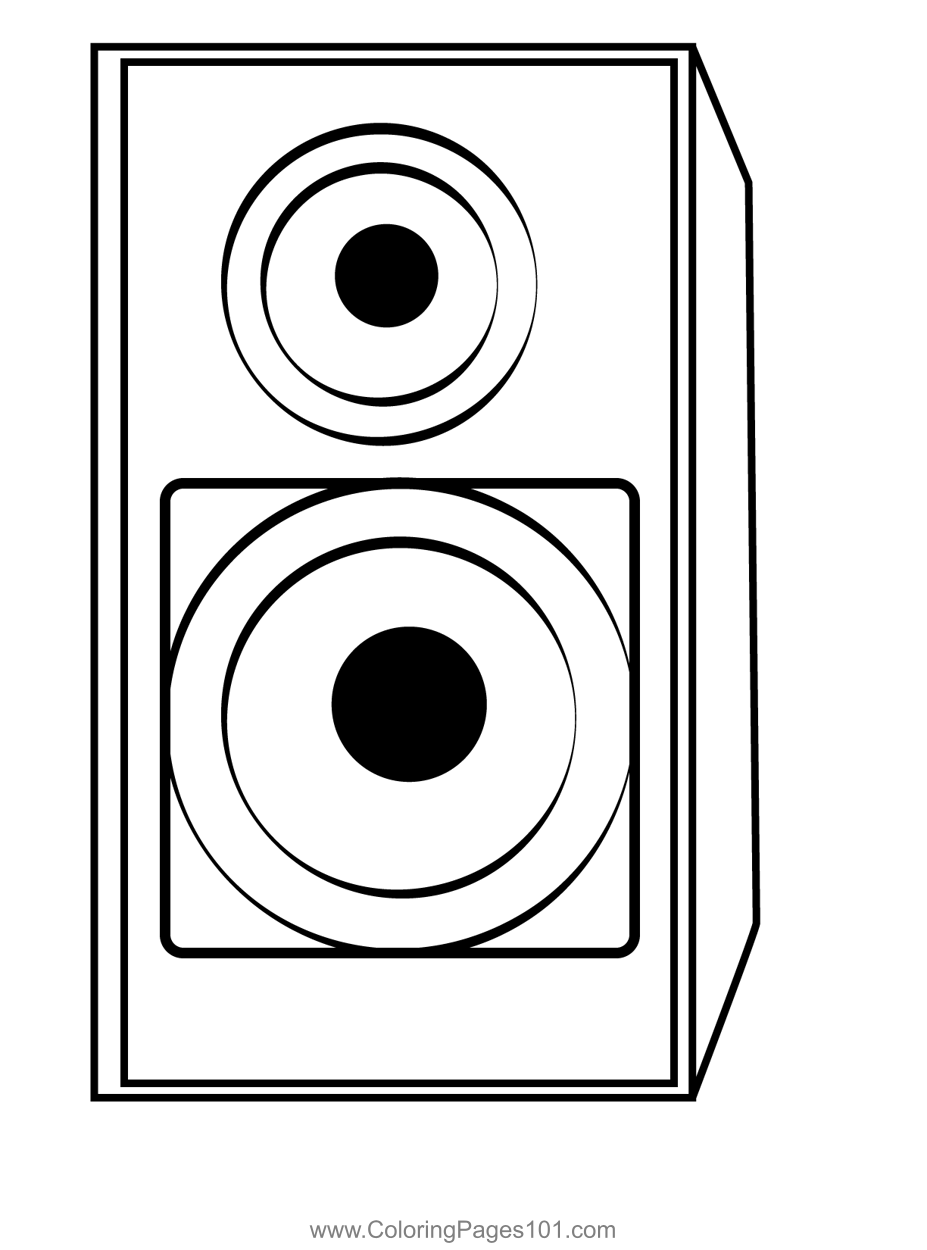 Music Speaker Coloring Page for Kids - Free Everyday Objects Printable ...