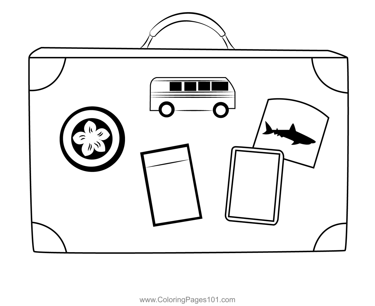 Old Luggage Coloring Page for Kids - Free Everyday Objects Printable ...
