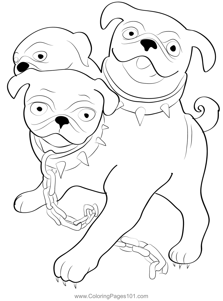Pug Cerberus Coloring Page for Kids - Free Cerberus Printable Coloring ...
