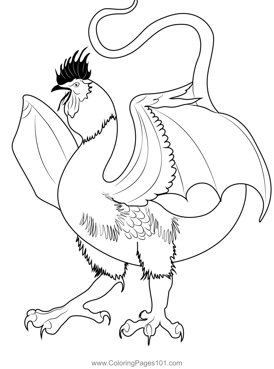 Cockatrice 5 Coloring Page for Kids - Free Cockatrices Printable ...